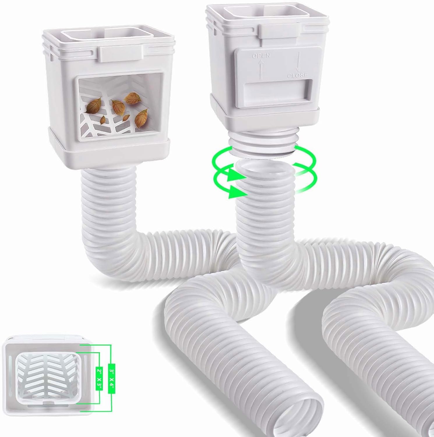 Magoog Gutter Downspout Extensions with Leaf Filter, 2PCS Leaf Filter ...