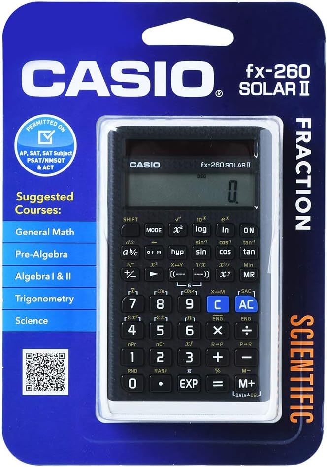 Amazon.com: Casio (FX-260 SOLARII-S-IH) - calculadora científica negra, 3 pulgadas de ancho נ5 ...
