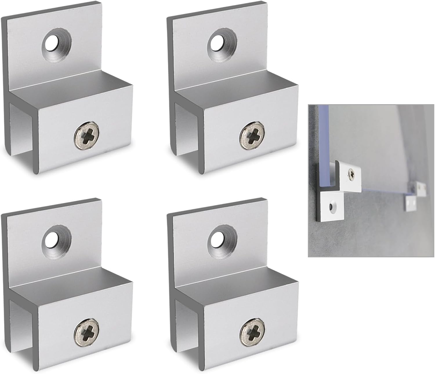 Glass Clamps Bracket, 4PCS Square Aluminum Alloy Glass Fixing Clip ...