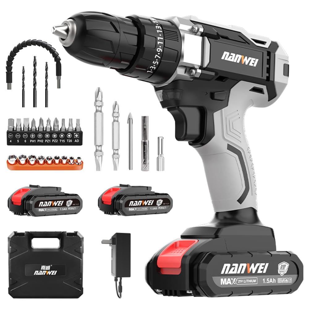 NANWEI Kit de Taladro Inalámbrico Electrico con 3 Modos de Trabajo ...