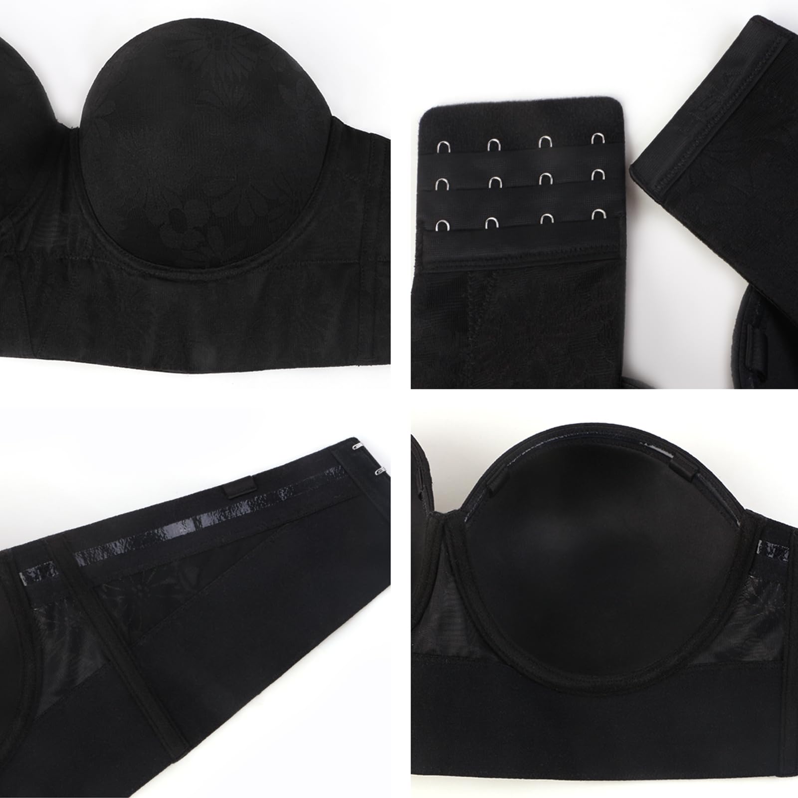 Snapklik.com : Black Strapless Bras For Women Large Bust Plus Size ...
