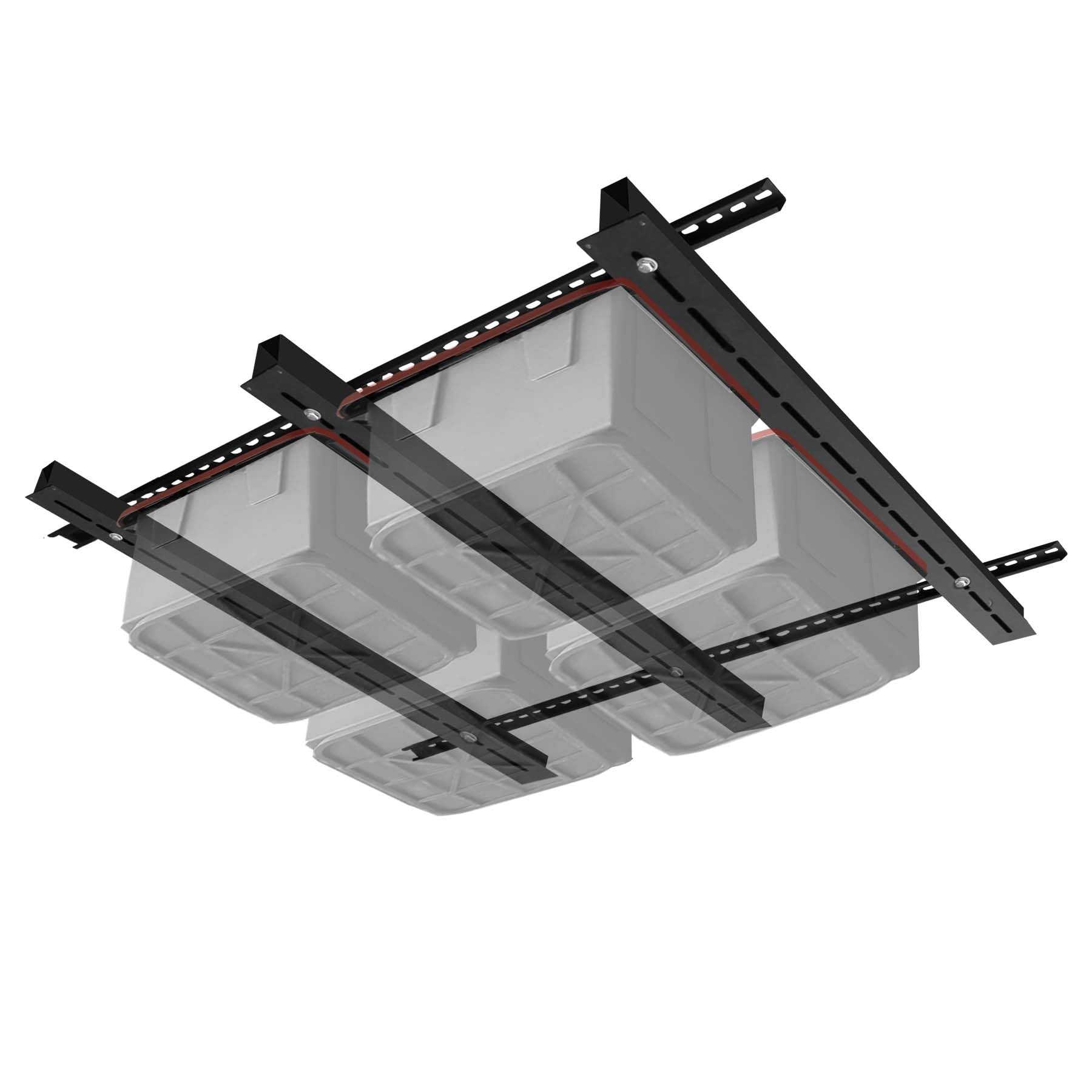 Snapklik.com : Overhead Garage Storage Rack Adjustable Tote Garage Rail ...