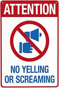 Amazon.com: Attention No Yelling Or Screaming With Graphic Sign Pool ...