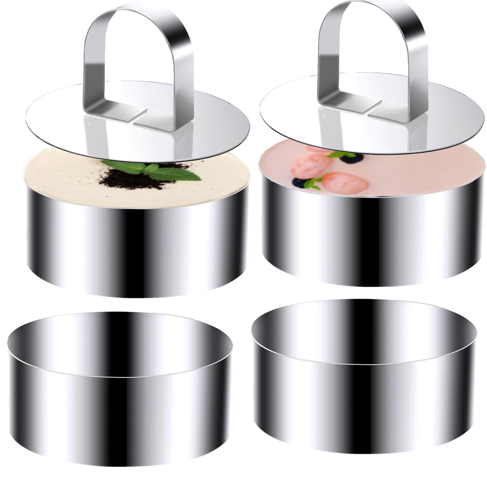 Amazon.com: KUAYB Round Cake Ring Molds, Stainless Steel 4 inch Food ...