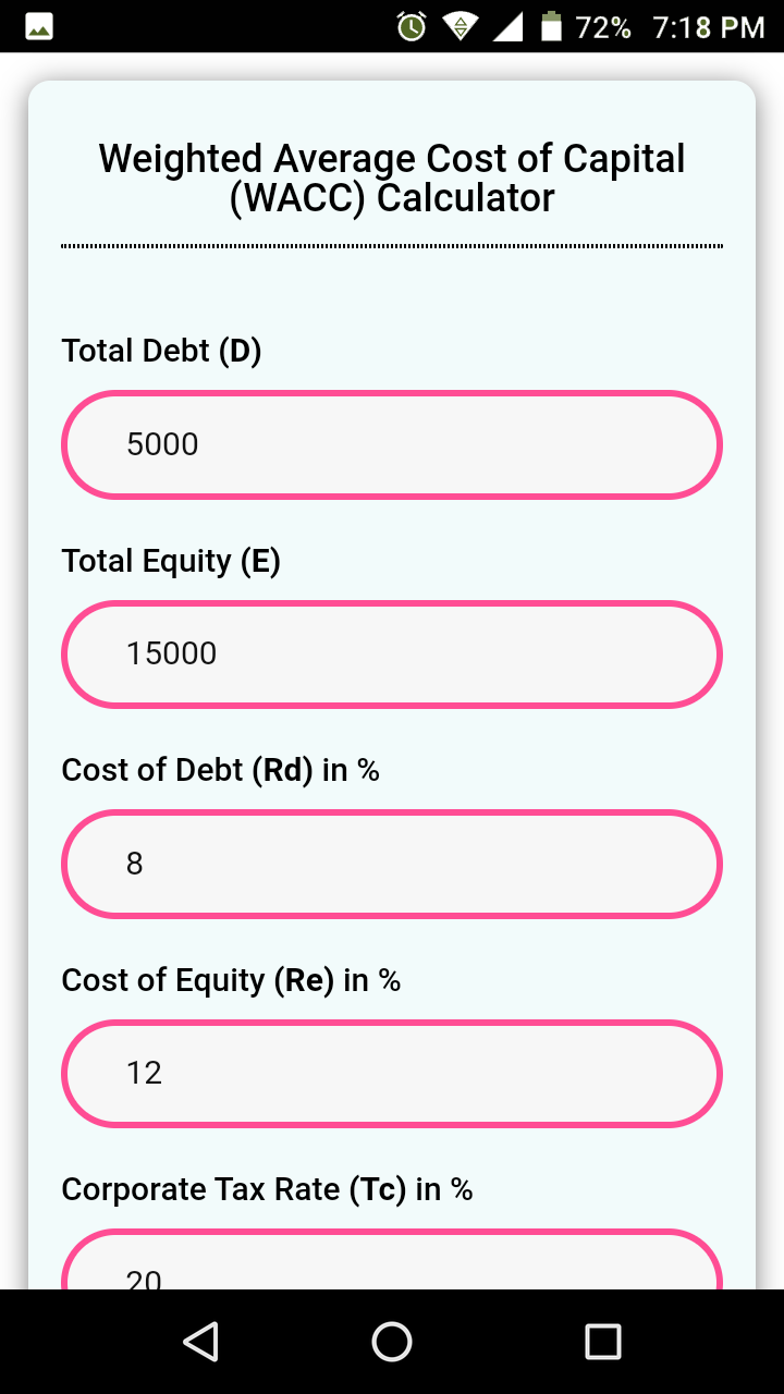WACC Calculator:Amazon.com:Appstore for Android