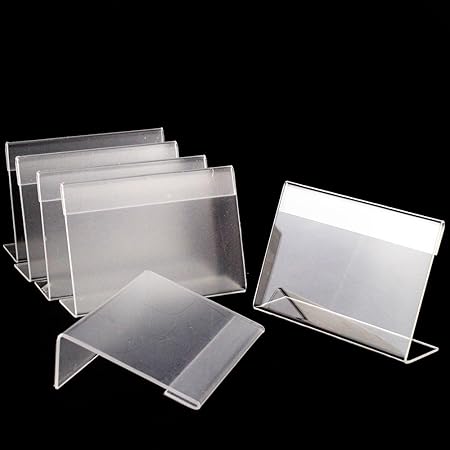 Amazon.com : 10 Pcs Clear Sign Holder Acrylic L-Shaped Table Card ...