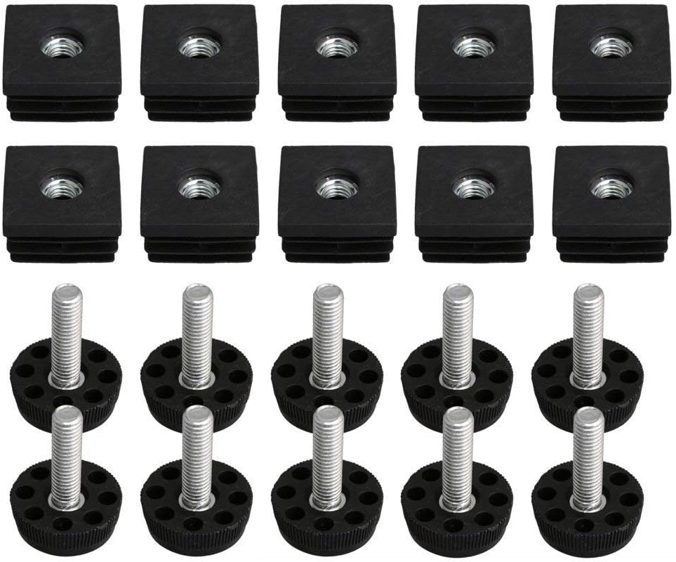 uxcell Leveling Feet 50 x 50mm Square Tube Inserts Kit Furniture Glide ...