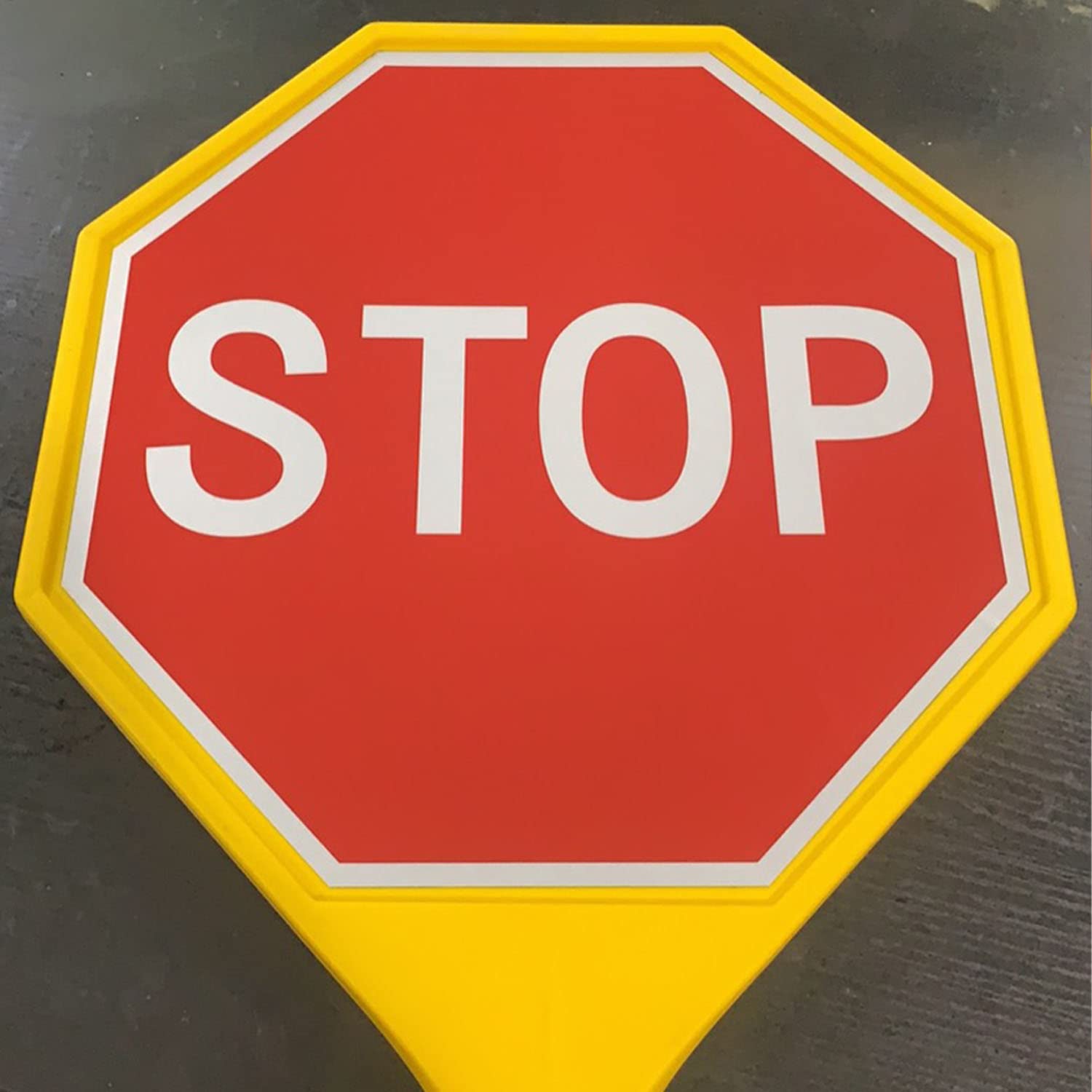 Large 25" Plastic Handle Stop Sign 1Pack Yellow STOP SLOW Sign Double ...