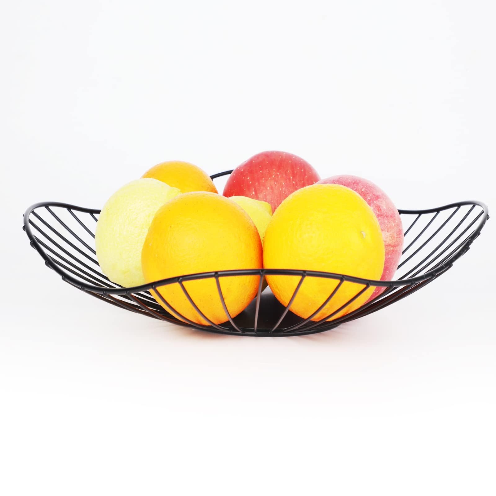 Amazon.com: Fodayuse Flat Modern Black Fruit Bowl, Fruit Holder for ...