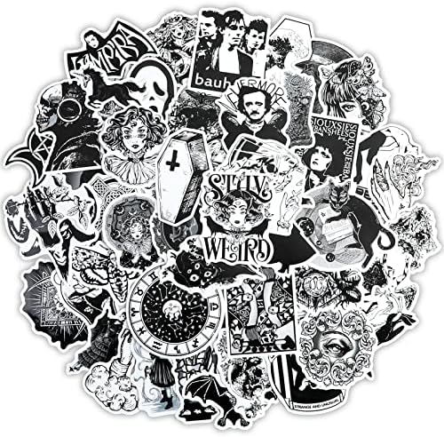 100 Pieces Gothic Stickers for Water Bottle, Black White Skull Stickers ...