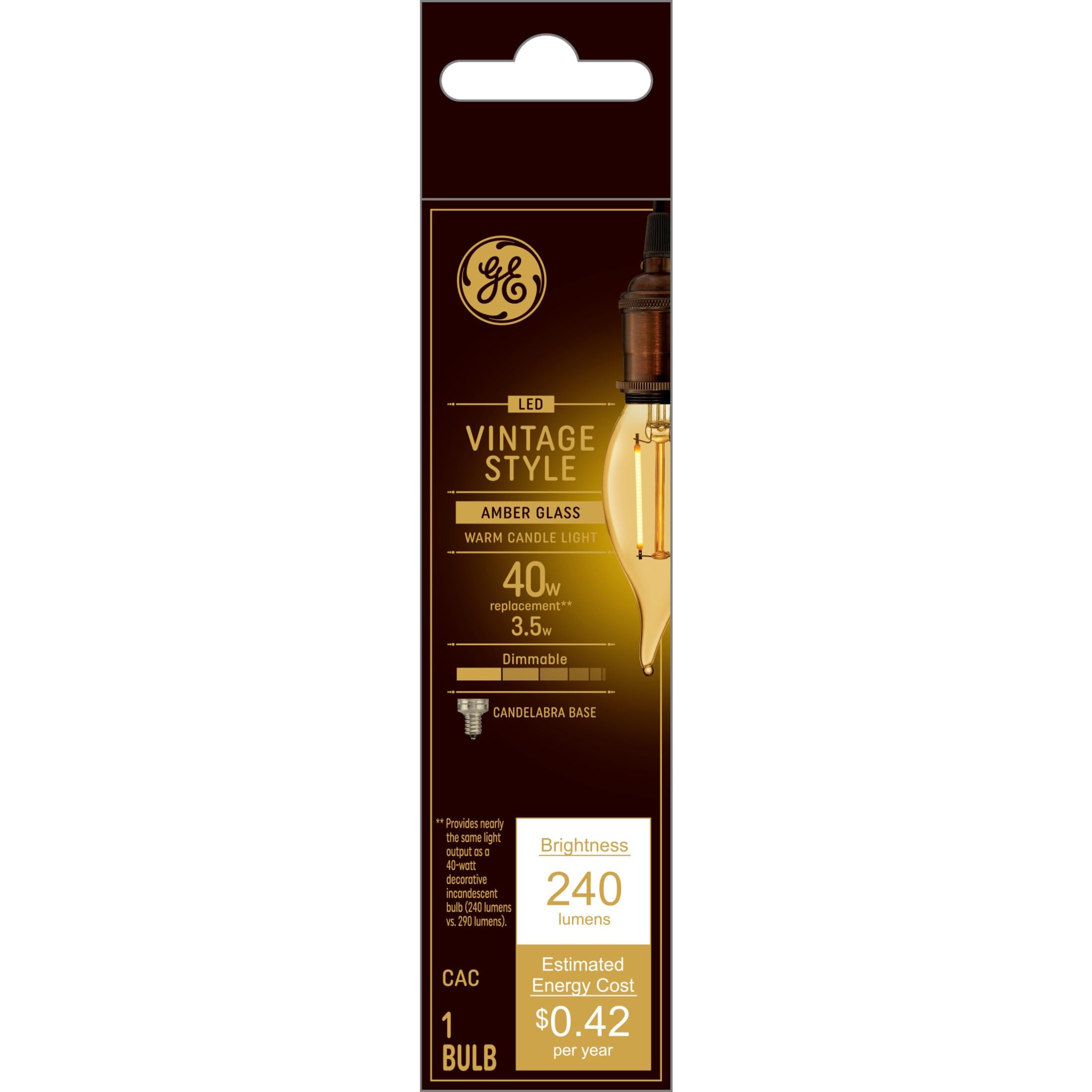 Amazon.com: GE Vintage Style LED Light Bulbs, 40 Watt, Amber Finish ...