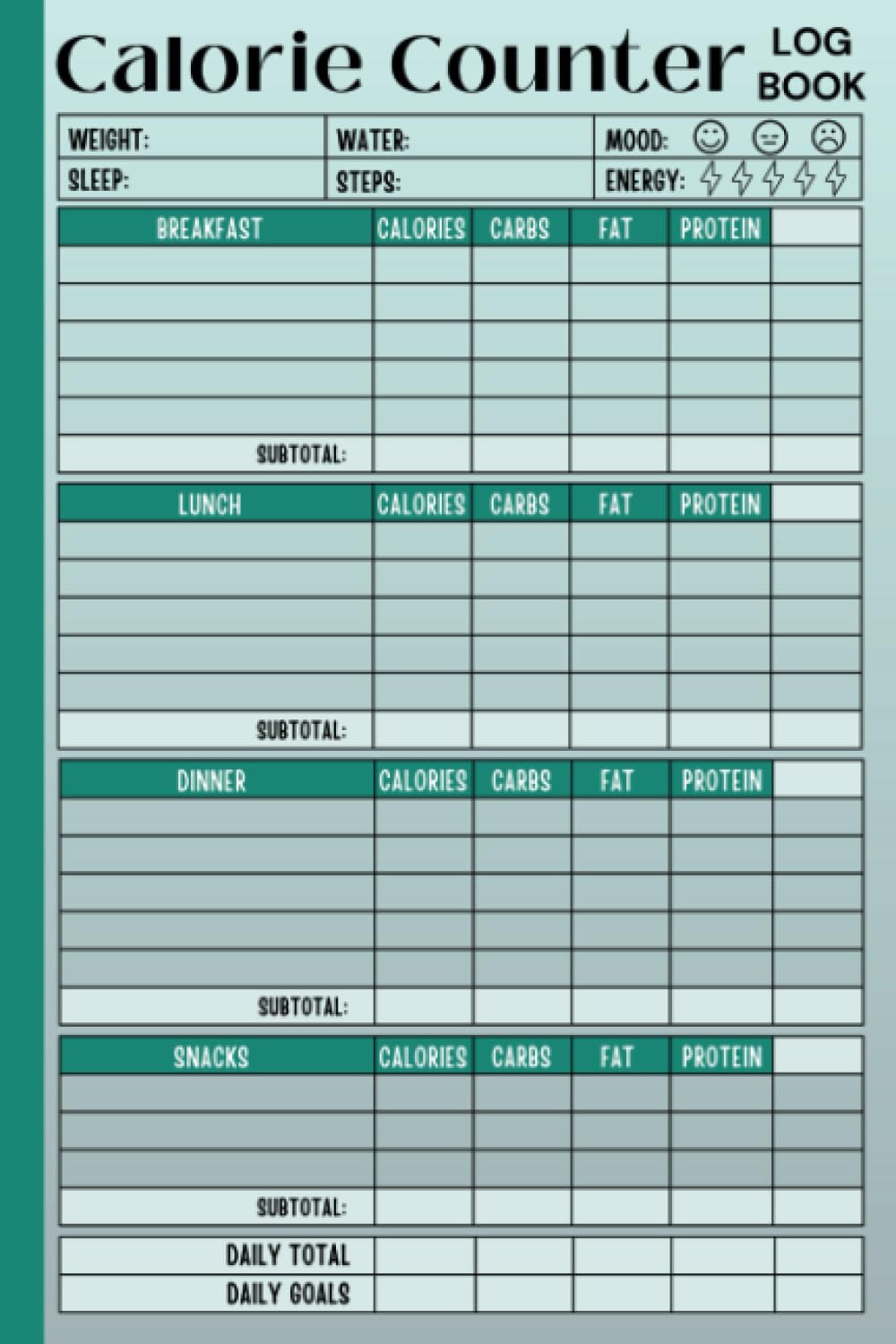 Calorie Counter Log Book: Track your Weight Loss with this Daily Food ...