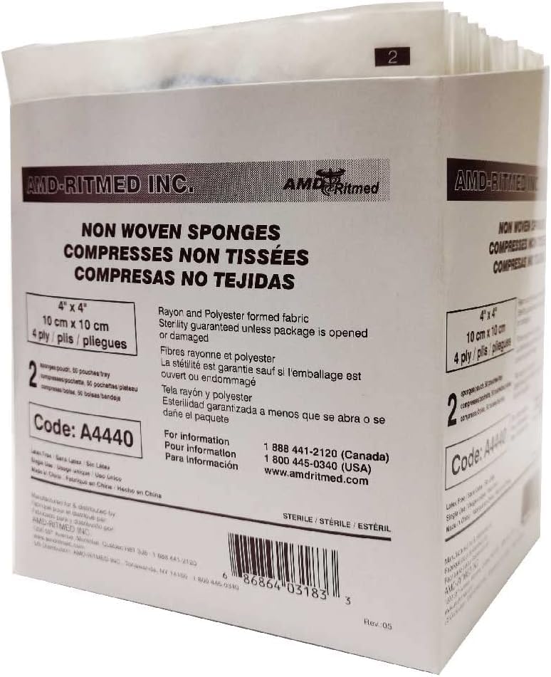 AMD-Ritmed BX/50 NON-WOVEN, STERILE GAUZE SPONGE, 4IN X 4IN 4PLY ...