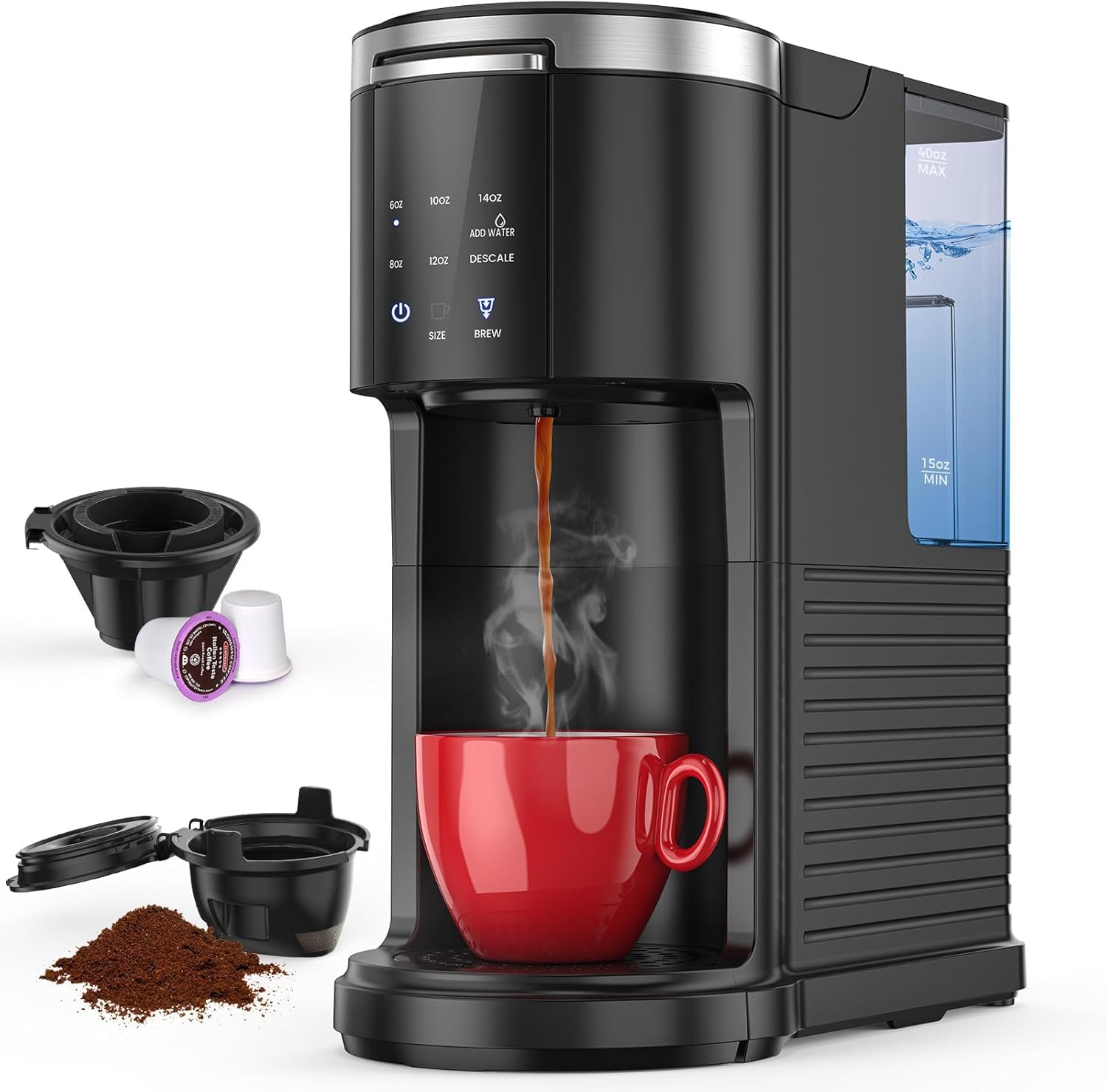 Kndko 2 in 1 Coffee Machine for K-Cup & Ground Coffee, 6 to 14oz Brew ...