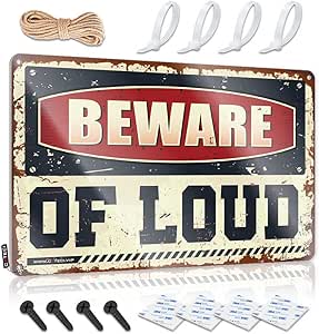 Amazon.com: Tin Signs for Garage Beware of Loud Sign Room Stuff Metal ...