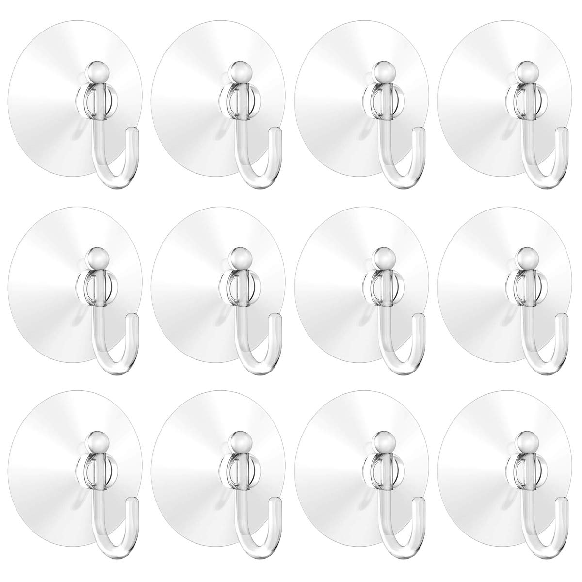 Amazon.com: Suction Cup Hooks, 2.36Inches Strong Clear Cup Plastic ...
