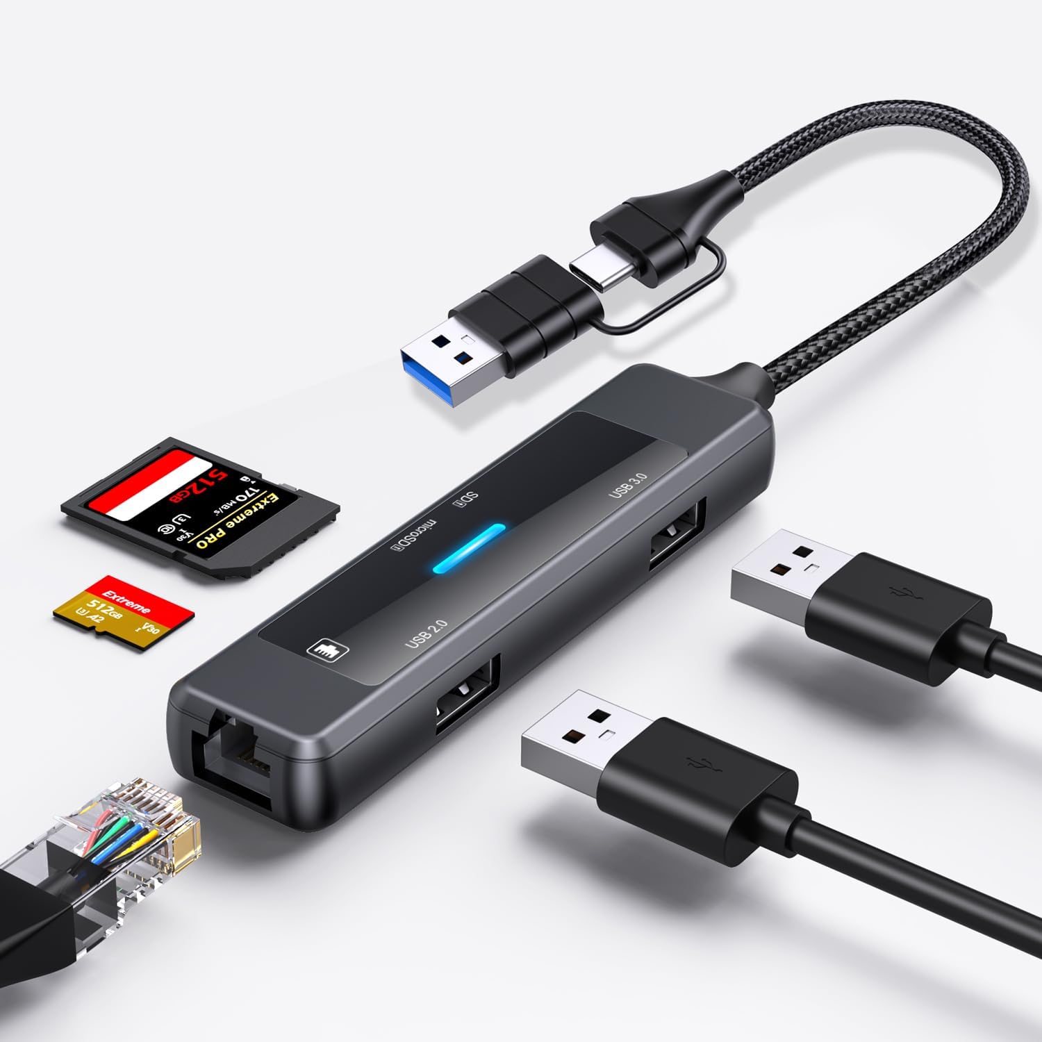 Amazon.com: WONKEGONKE USB C Hub Ethernet Port: USB C Multiport Adapter ...