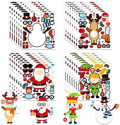 Amazon.com: 24 Sheets Christmas Holiday Stickers 318 Pieces Snowmen ...