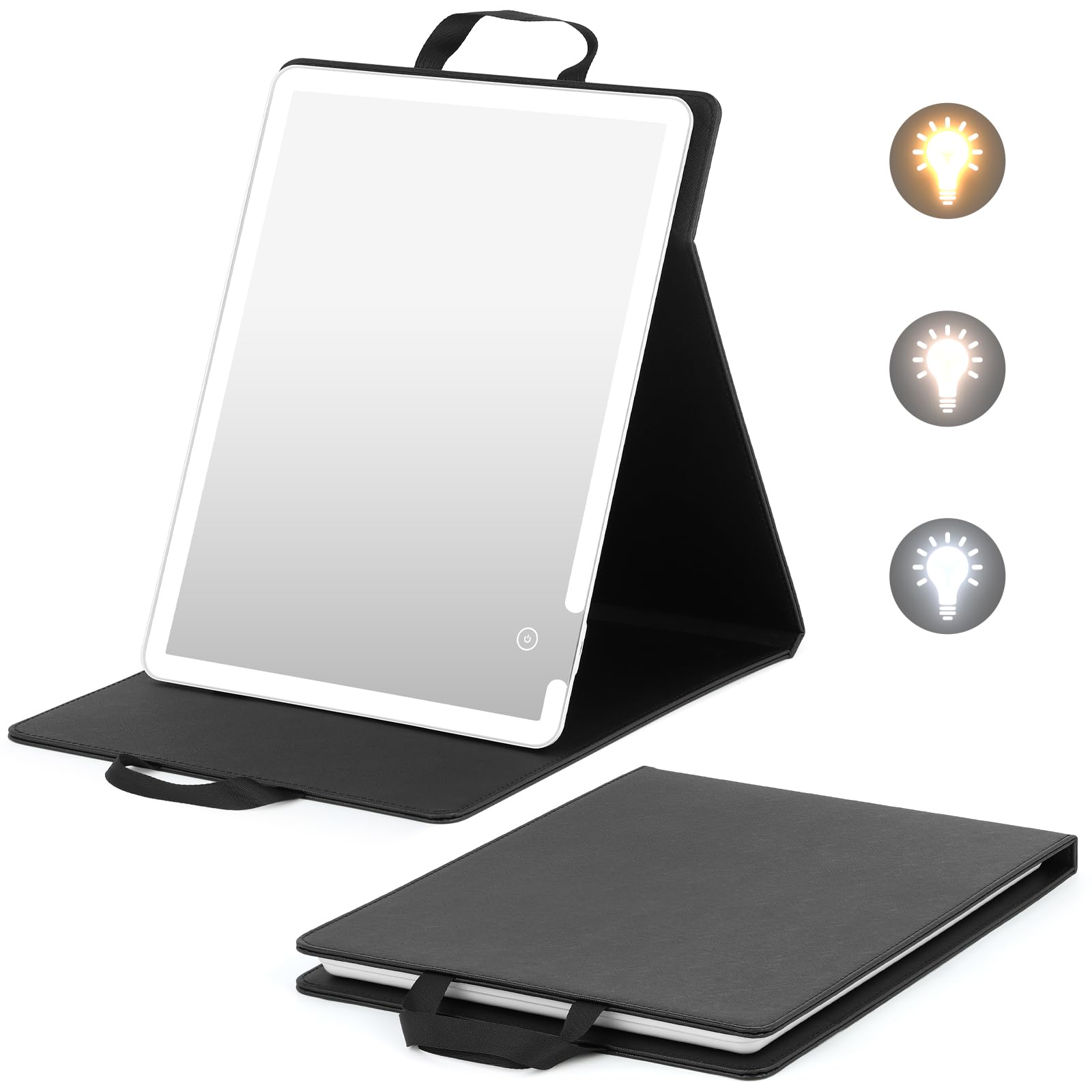 Amazon.com - Large Travel Makeup Mirror with Lights 16X12inch Lighted ...