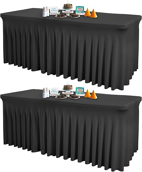 Amazon.com: 2 Packs Black Table Clothes for 6 Foot Rectangle Tables ...