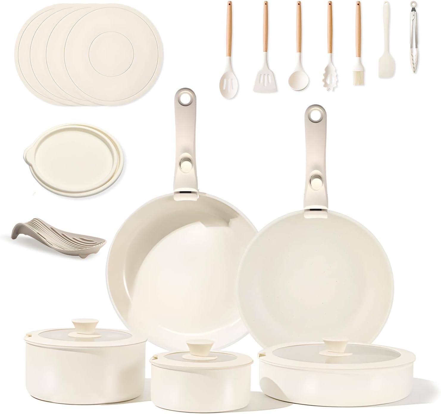 Amazon.com: SEHAUSEU 24 Pcs Pots and Pans Set Non Stick,Kitchen Ceramic ...