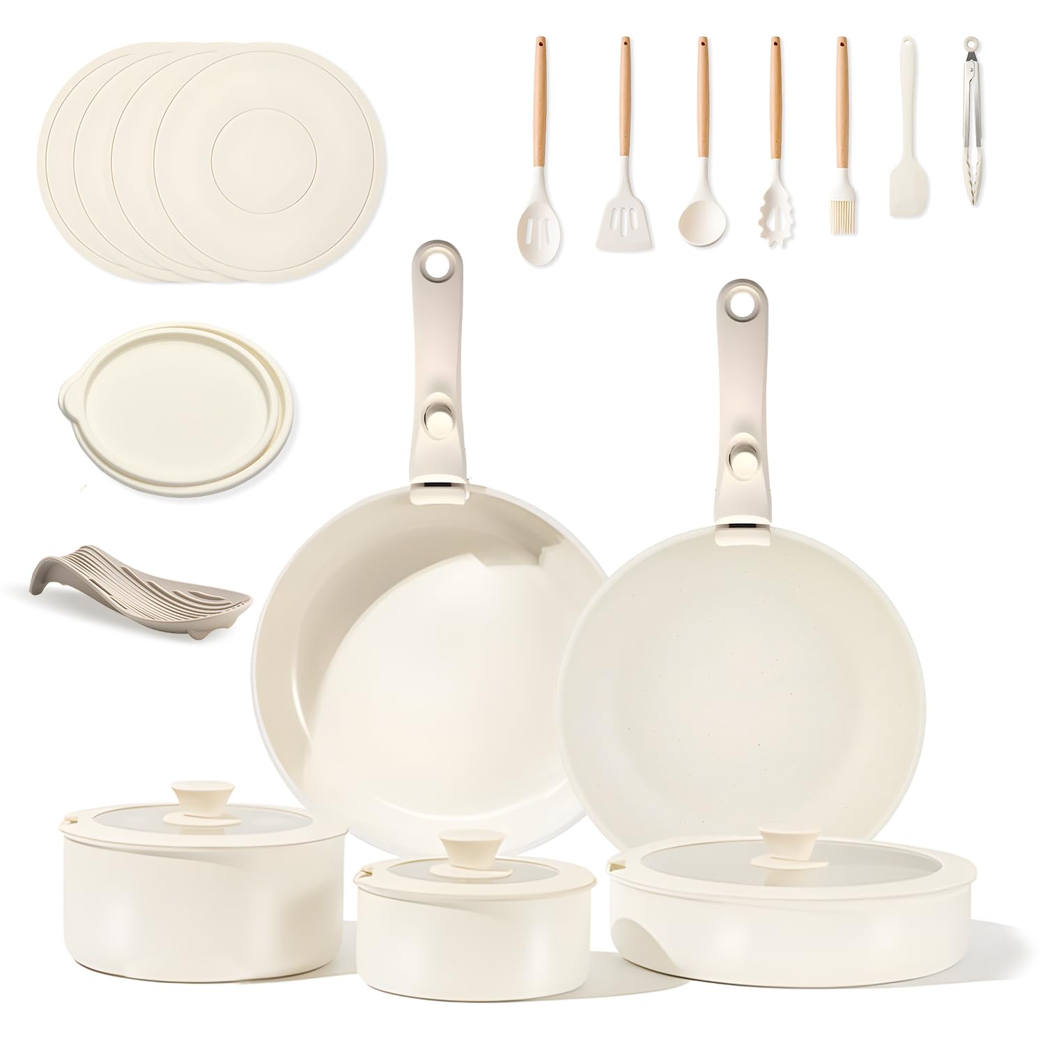 Amazon.com: SEHAUSEU 24 Pcs Pots and Pans Set Non Stick,Kitchen Ceramic ...