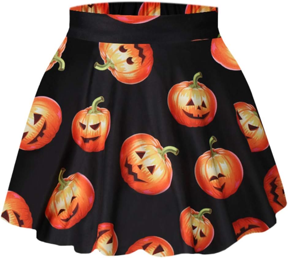 Women Girls Digital Print Stretchy Flared Pleated Casual Mini Skirt at ...