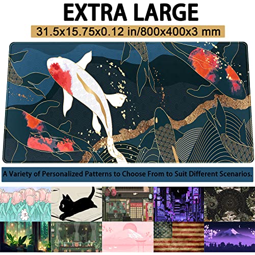 Snapklik.com : Anime Koi Carp Large Mouse Pad Cute Koi Fish Gaming Desk ...