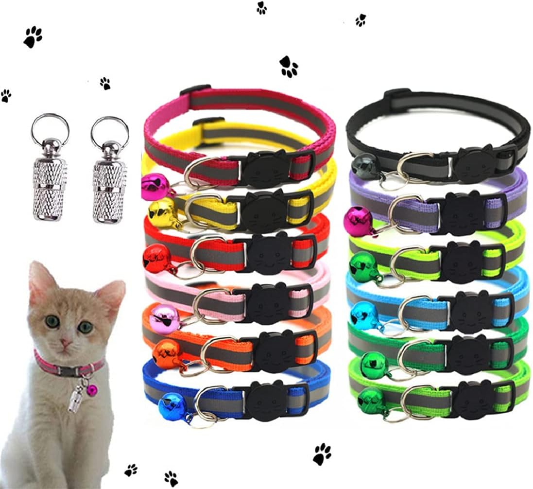Lot de 6 colliers réfléchissants pour chat avec clochette, solides et ...