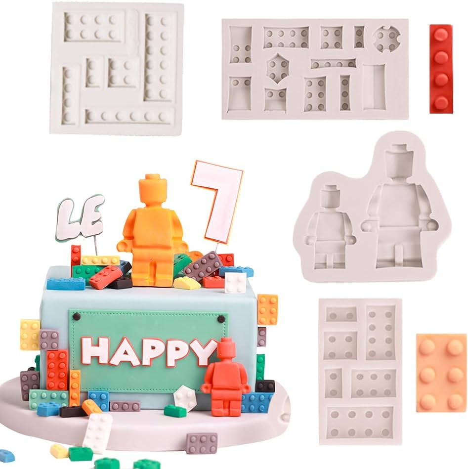 Amazon.com: Growtail 4pcs Building Blocks Robots Fondant Mold for Cake ...