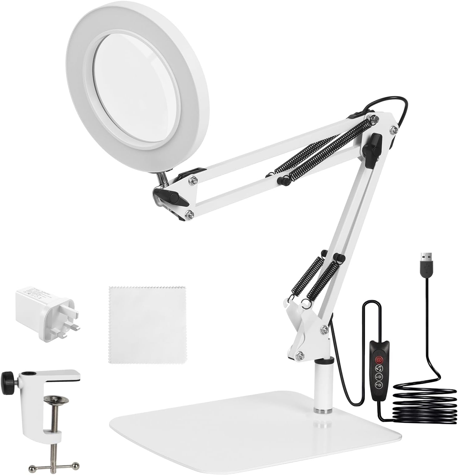 Omega 5 - Premium LED Magnifying Lamp with Interchangeable Glass Lenses ...