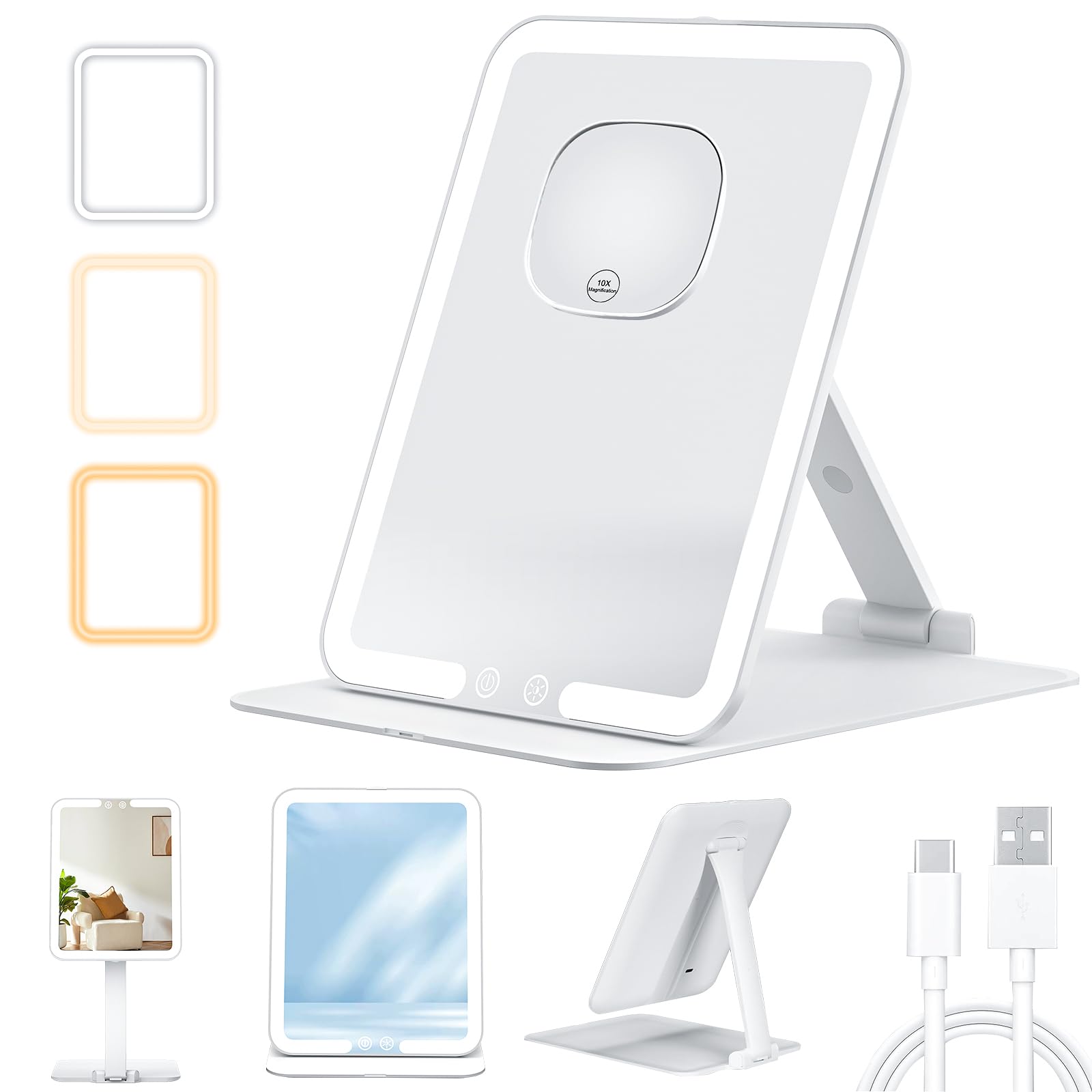 Amazon.com: WEPPGO Travel Makeup Mirror with Light, Portable Folding ...