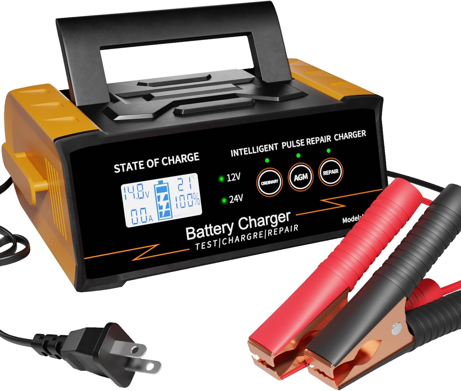 Amazon.com: Battery Charger 0-20A 12V/24V Fully Automatic Battery ...