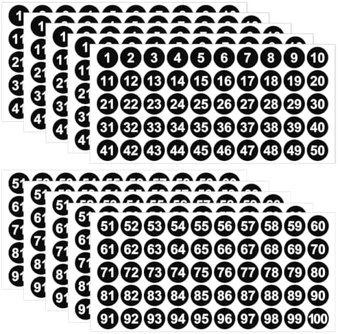 Amazon.com : 10 Sheets 1 to 100 Number Stickers, Mabor 500Pcs Self ...