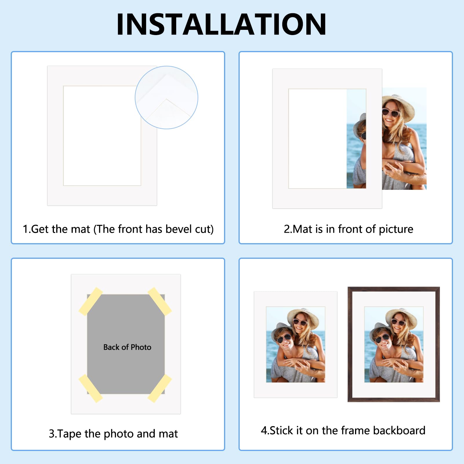 Frametory, 8x10 Black Pre-Cut Picture Mats For 5x7 Photos, Prints ...