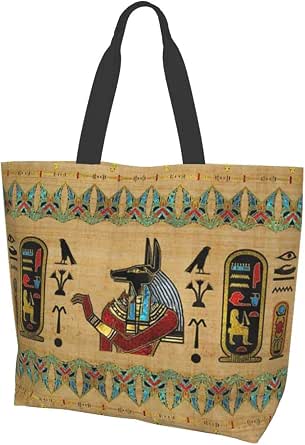 Amazon.com: ASYG Egyptian Tote Shoulder Bag Hieroglyphs Bags Storage ...