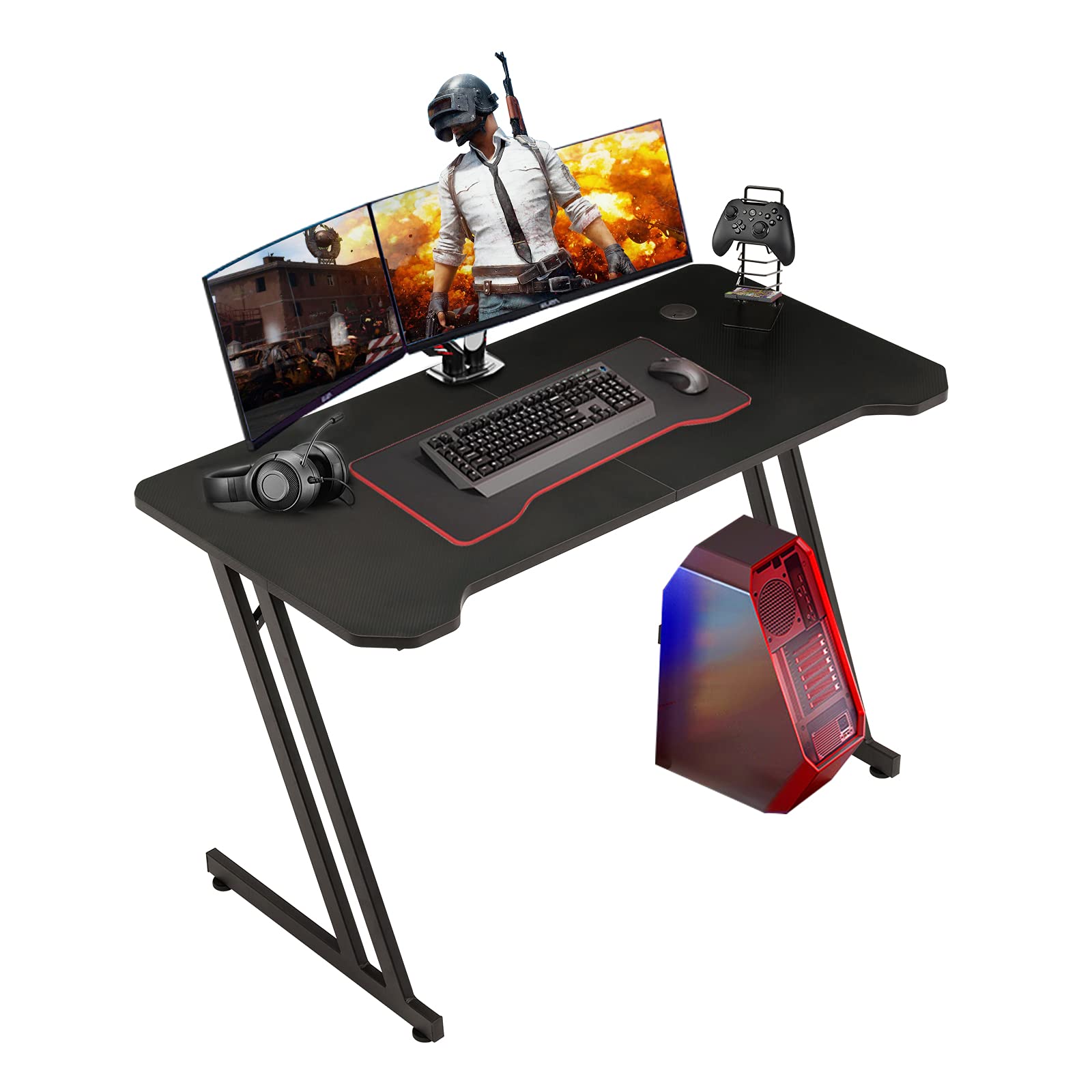 Zenez Gaming Desk 47 Ergonomic Z Shape Computer Desk Gaming ...