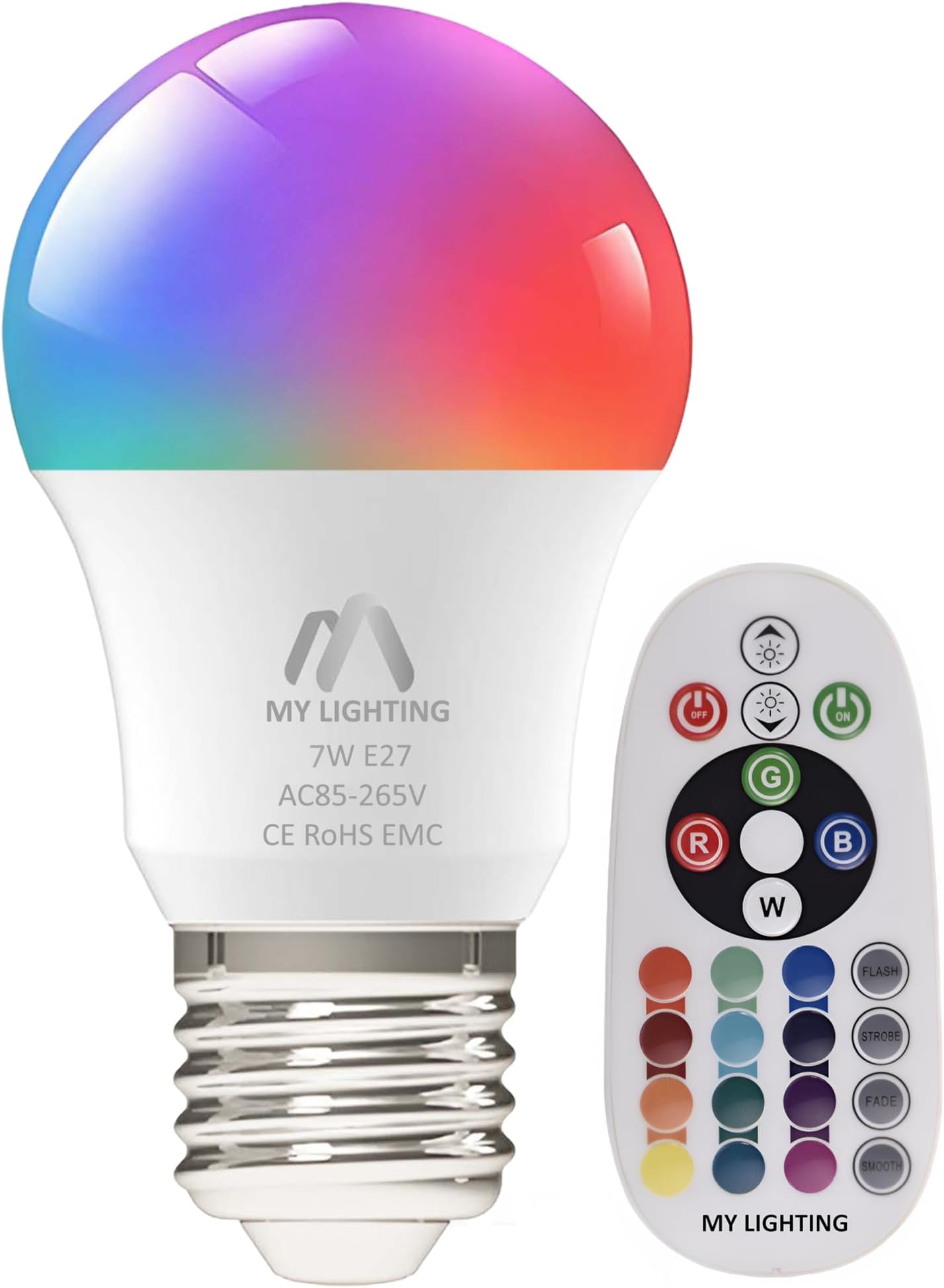 My Lighting 7W B22 LED Bulb | Color Changing RGB + Warm White ...