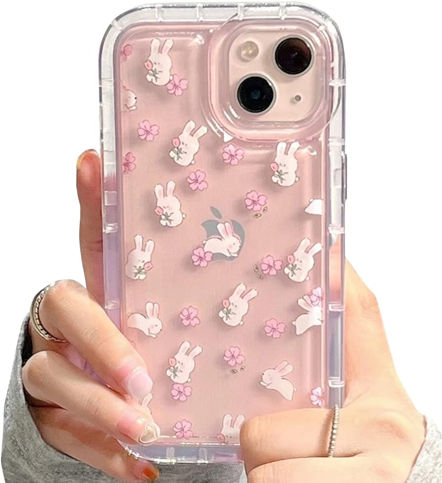 Amazon.com: Casechics Compatible with iPhone Case,Cute Kawaii Lovely Rabbit Bunny Flower Floral ...