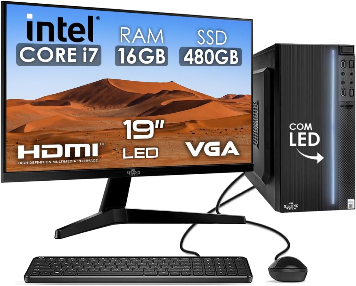 Computador Completo Intel Core i7 16GB SSD 480GB Monitor 19" 4 Núcleos ...