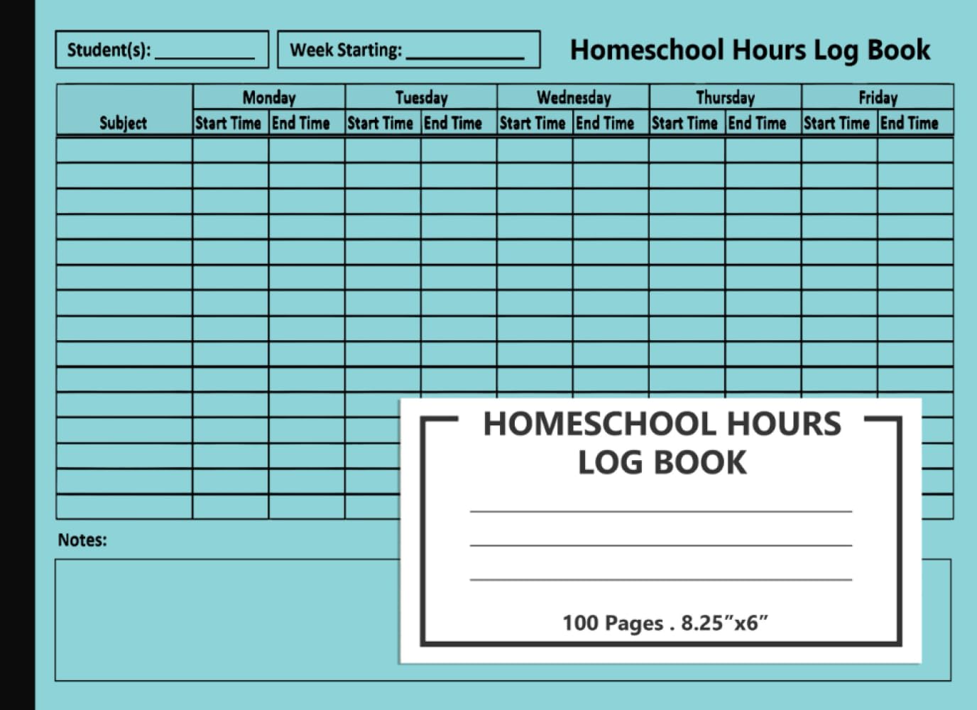 Homeschool Hours Log Book: Weekly & Monthly Lesson Planner and Record ...