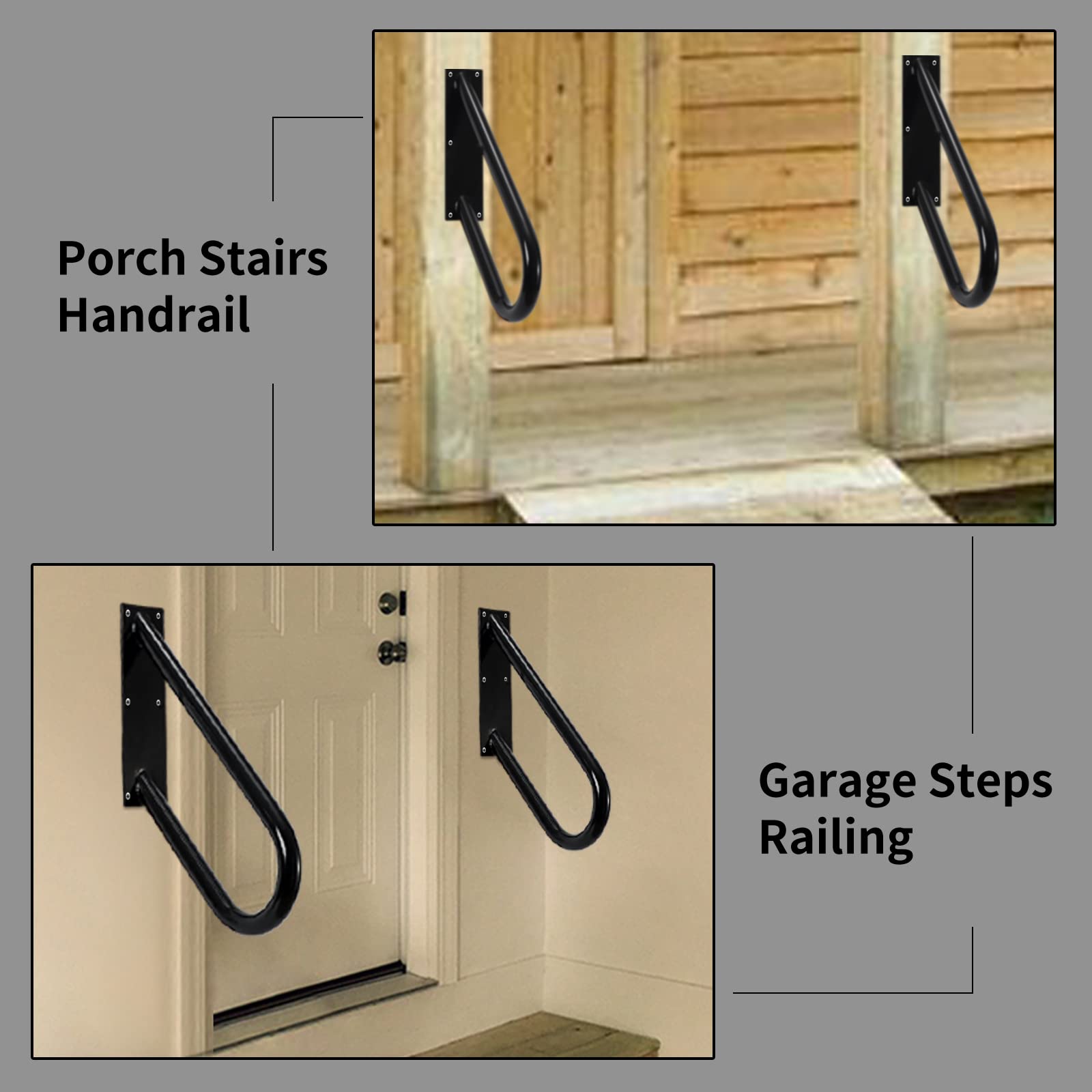 2 Pack Garage Handrail Outdoor, Wall Mount handrails for Outdoor 1 to 2 ...