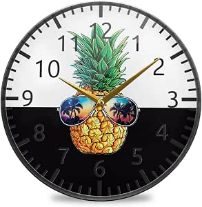 Amazon.com: JSTEL Pineapple Wall Clocks Battery Operated,9.5 inch Round ...