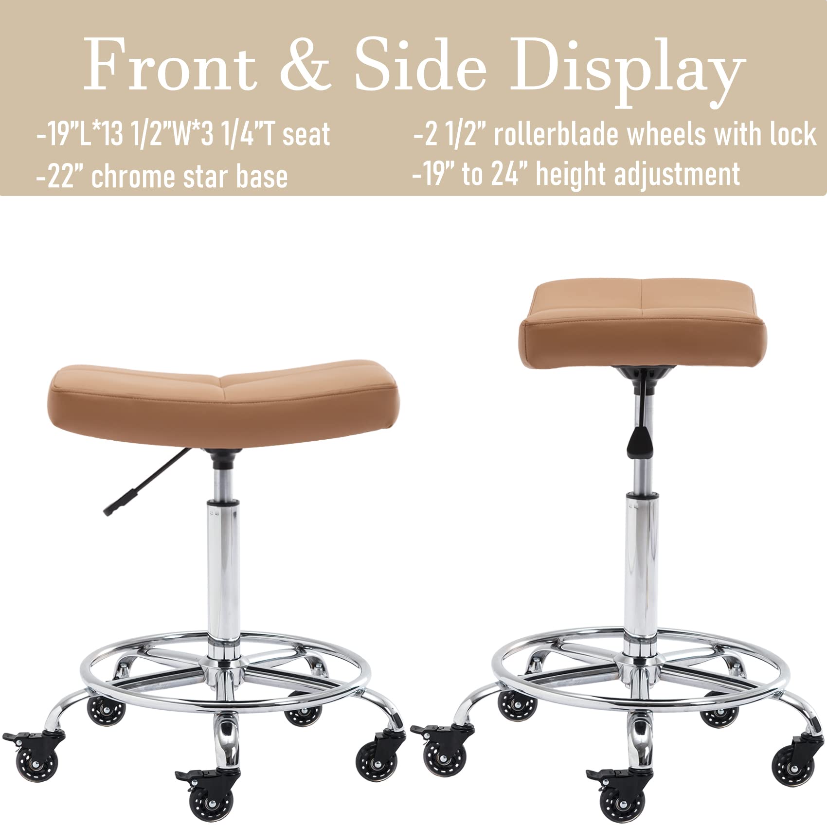 Snapklik.com : CoVibrant Wide Rolling Stool