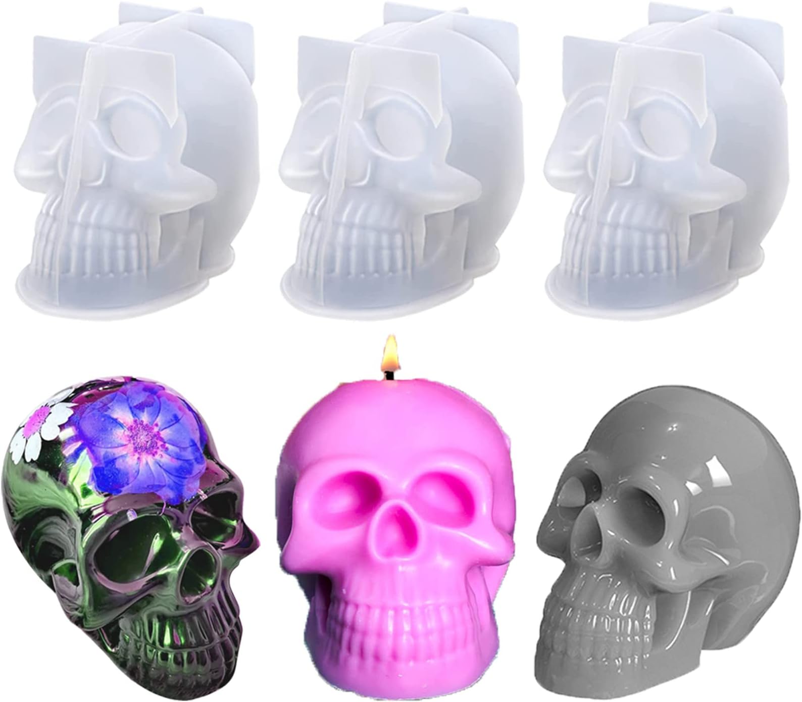Amazon.com: Skull Head Candle Mold Skull Candle Mold Ghost Head Mold ...