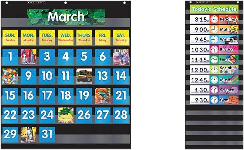 Amazon.com : Scholastic Classroom Resources Pocket Charts for Calendar ...