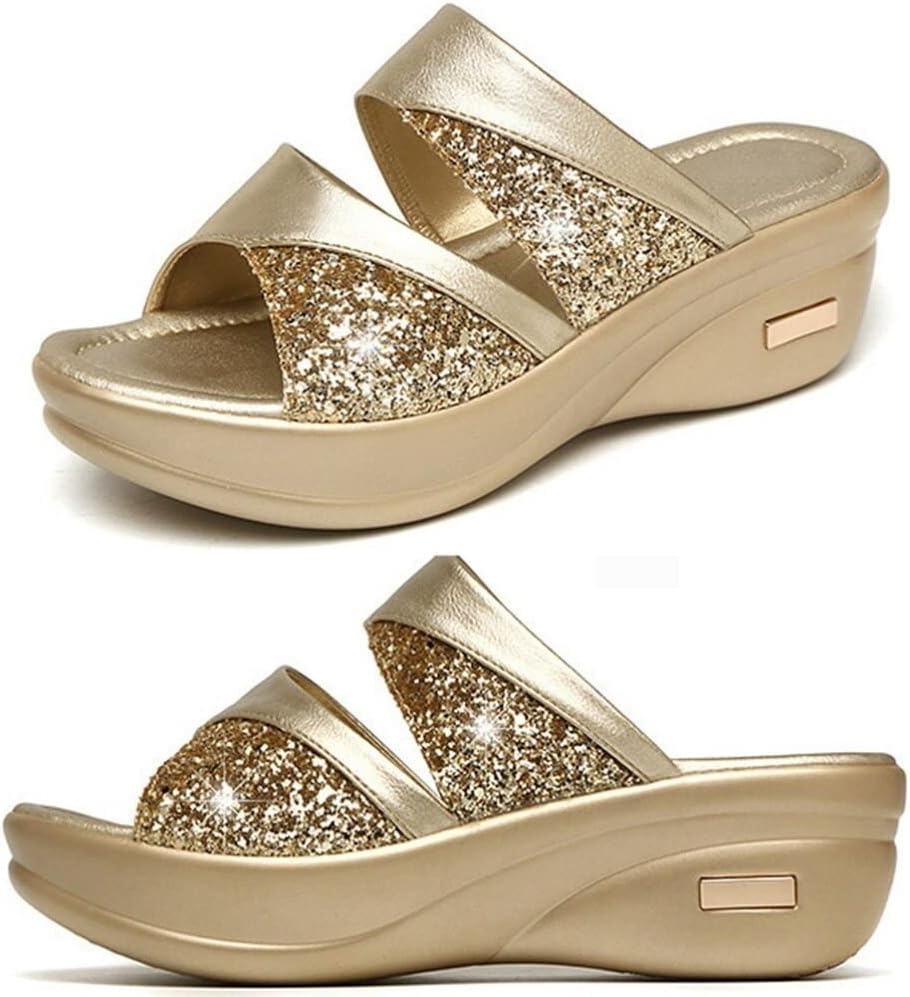 Amazon.com | LIFKOME Women S Gold Platform Sandals with Thick Wedge ...