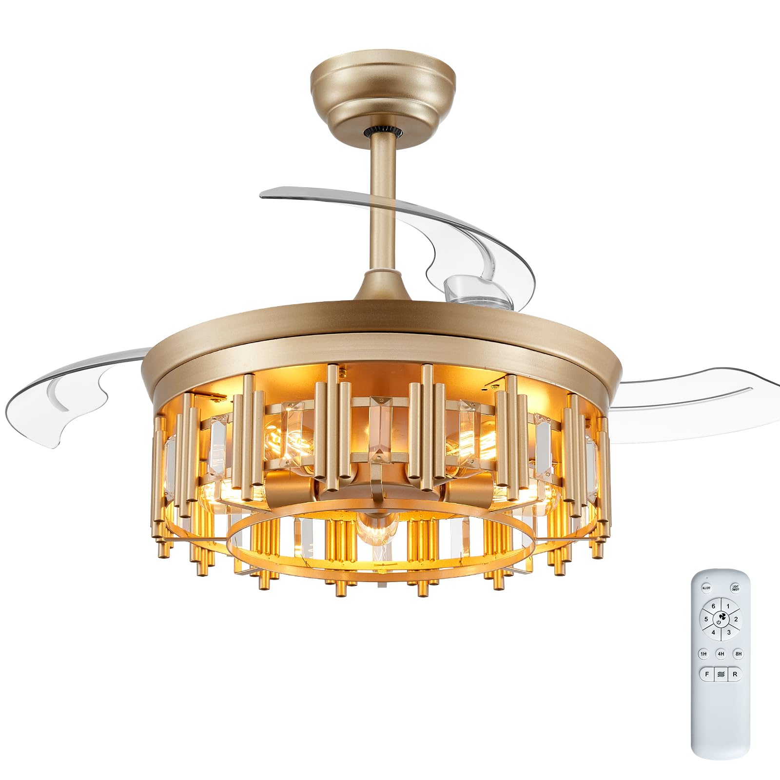 Amazon.com: LODADRA Retractable Ceiling Fan with Light and Remote, 42 ...