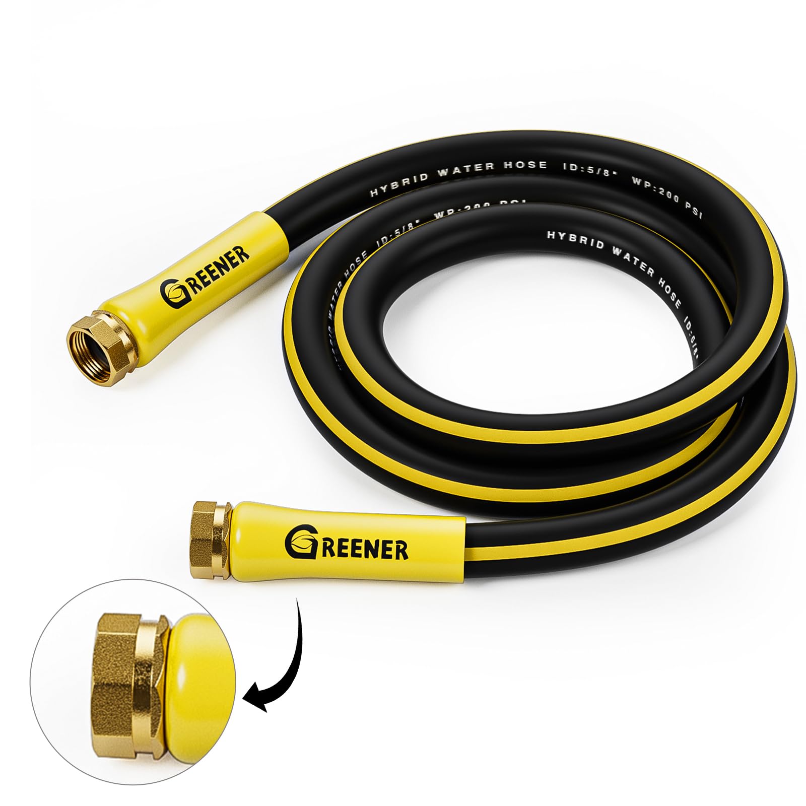 Amazon.com: GREENER Hybrid Lead In Garden Hose 5/8 in x 5FT Short Water ...