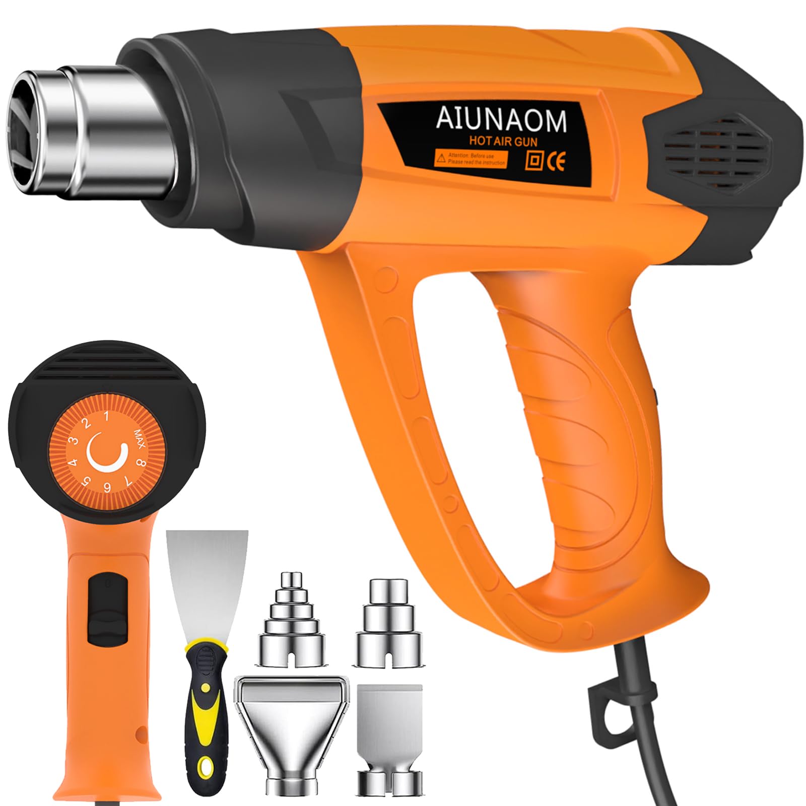 2000W Heat Gun, AIUNAOM Professional Hot Air Gun with 9-Level Temp ...